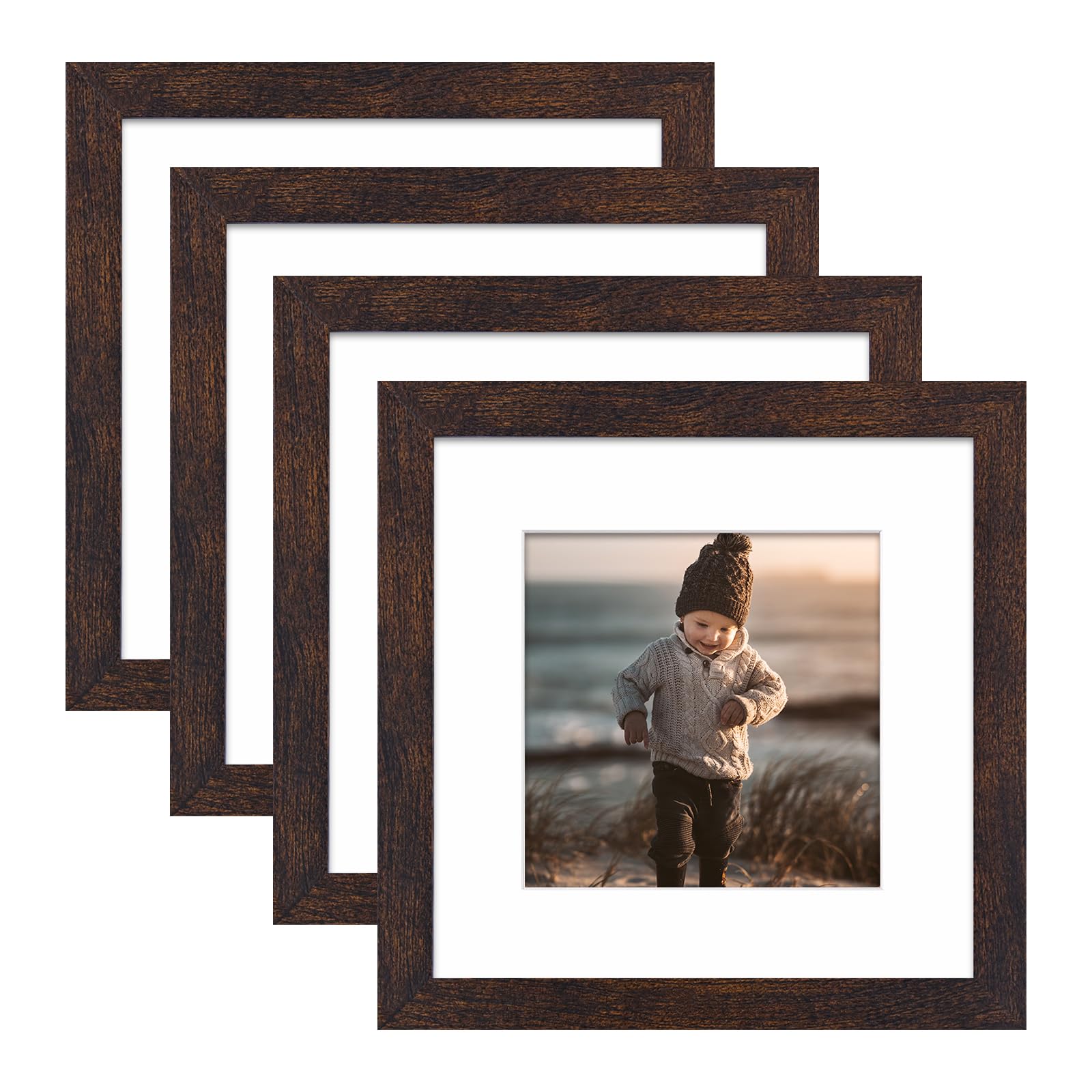 Amazon.com - KINLINK 6x6 Picture Frames Brown, Square Photo Frames with ...