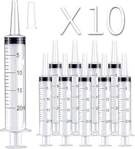 LabAider 10 Pack 20ml/cc Plastic Syringe Large Syringes Tools ...