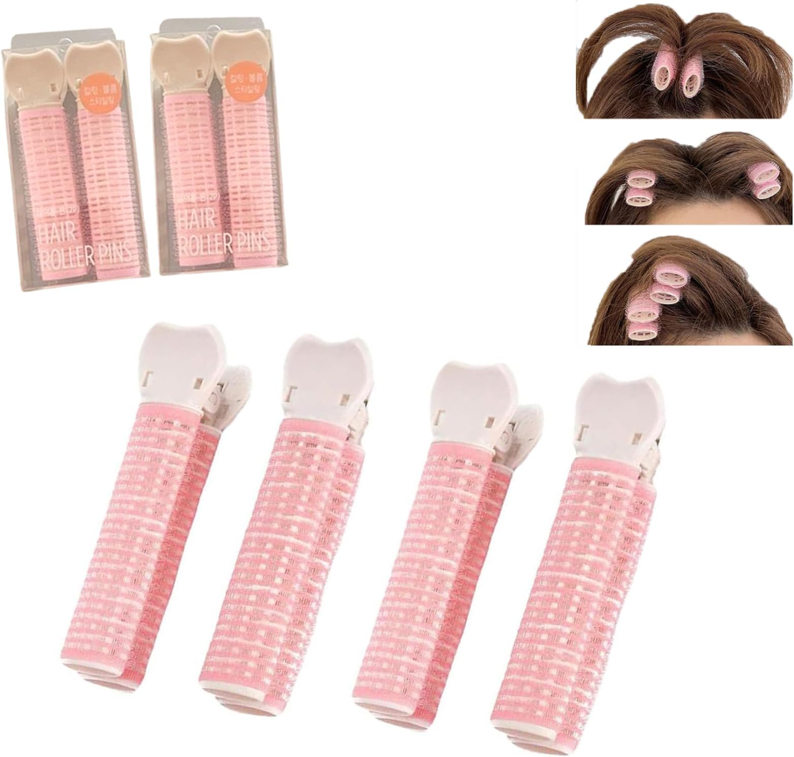 Amazon.com : 4PCS Hair Rollers with Clip Volumizing Bangs Curler DIY ...