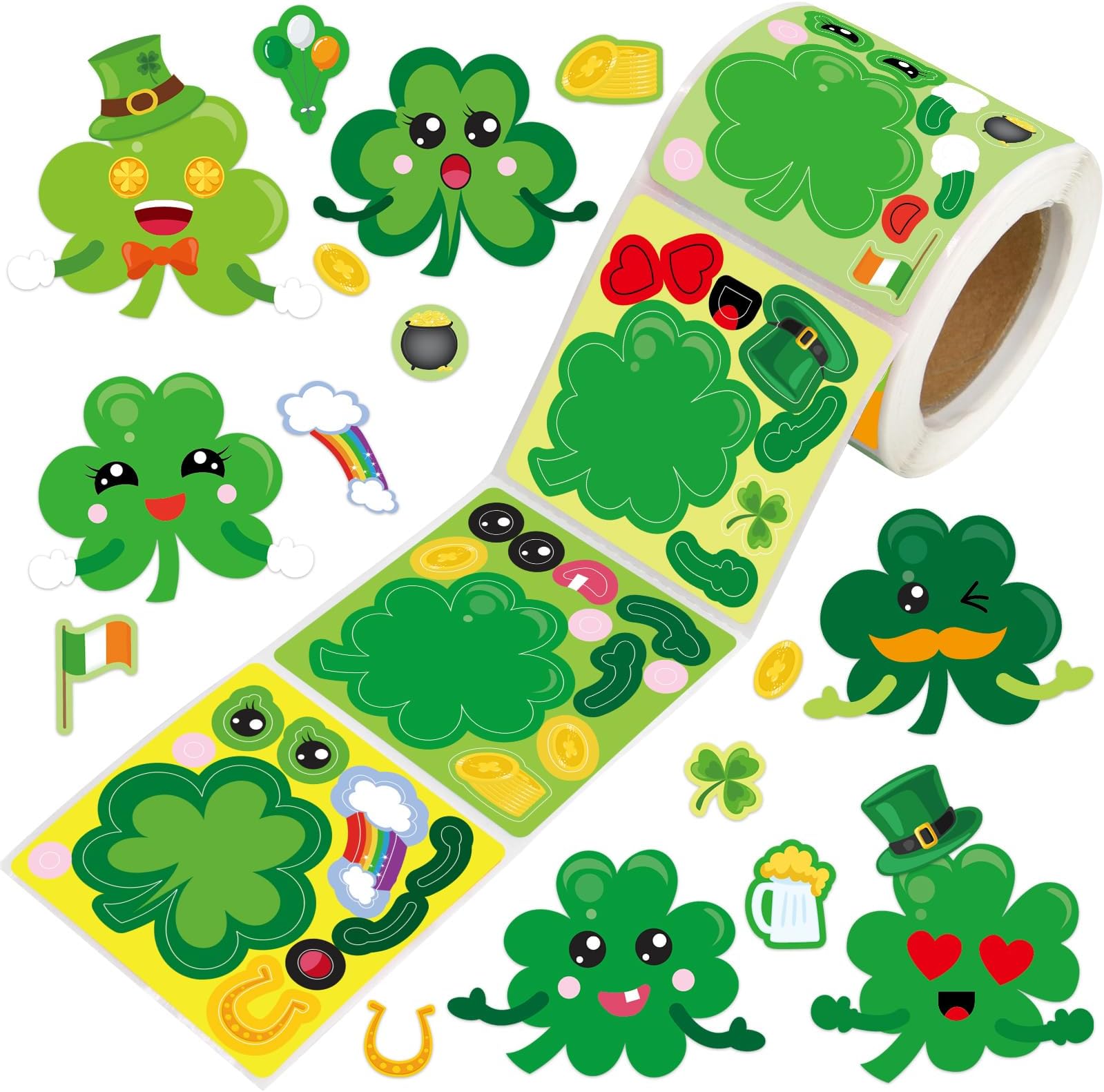 Amazon.com: St. Patrick's Day Stickers for Kids Shamrock Face Stickers ...