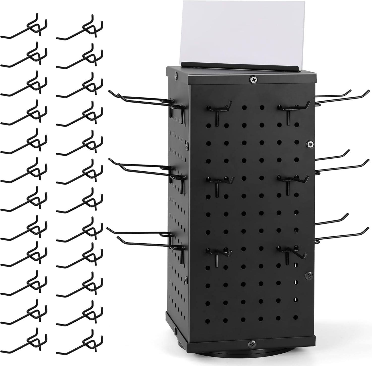 Amazon.com: Rotating Pegboard Display Stand With 24 Hooks - Metal ...