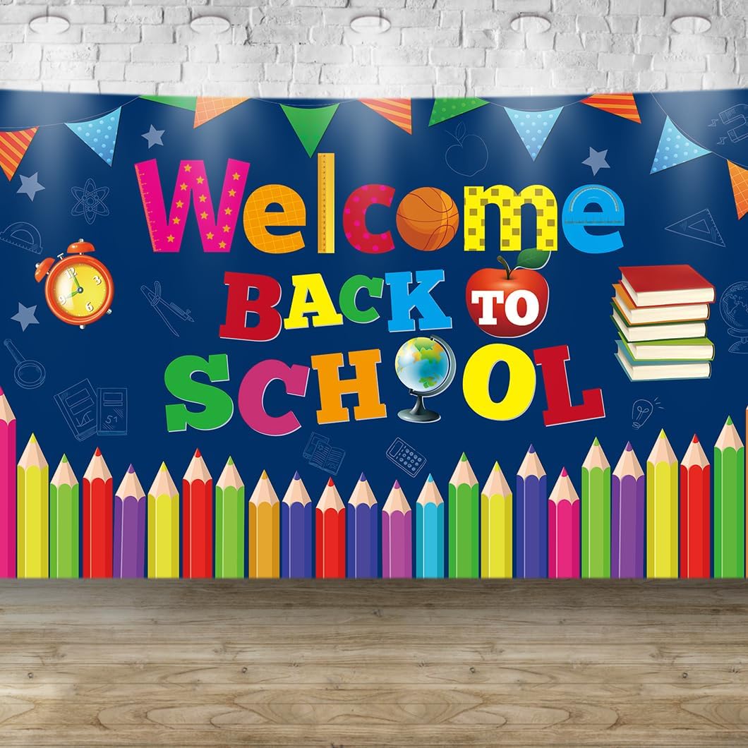Amazon.com: Welcome Back to School Banner Deocrations Colorful Back to ...