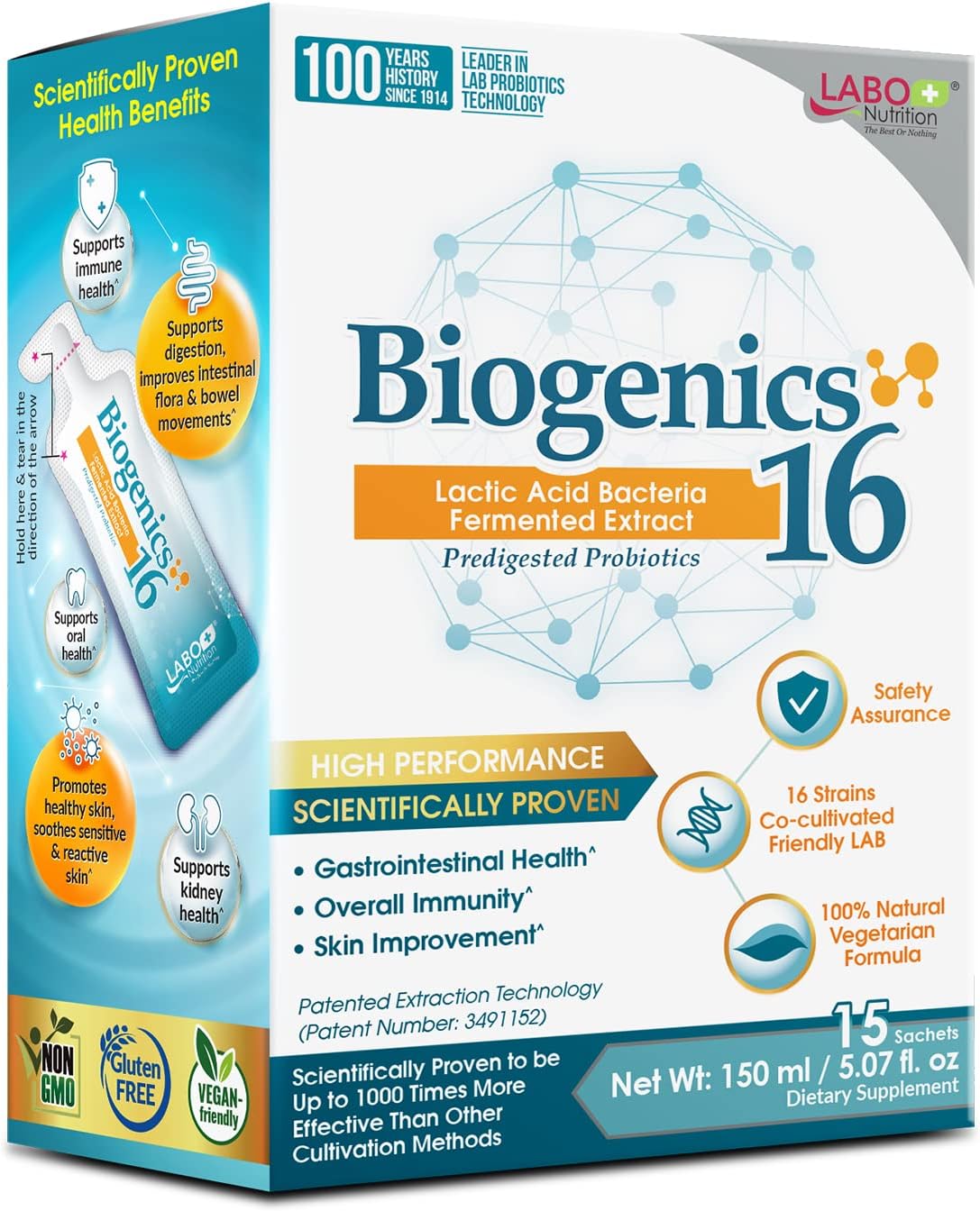 Amazon.com: LABO Nutrition Biogenics 16–Lactic Acid Bacteria Fermented ...