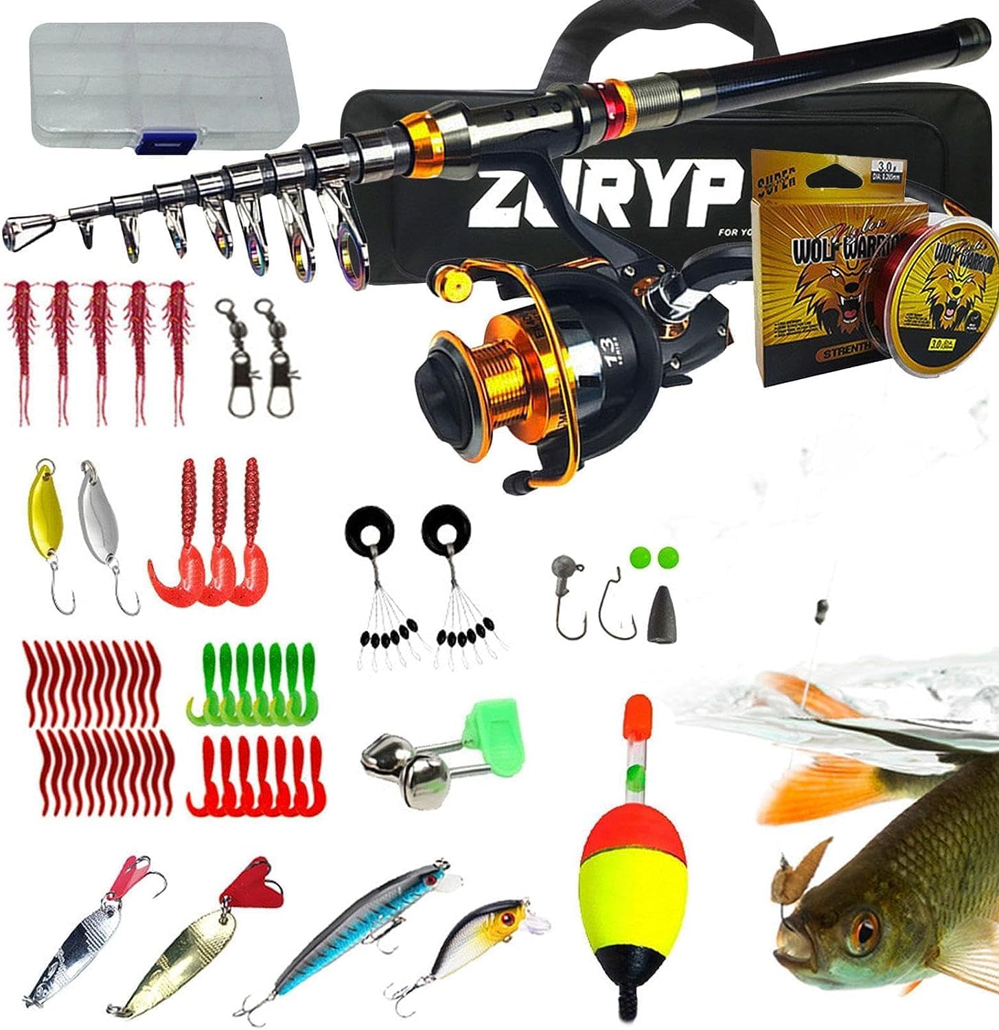 SPOWAY Kit Pesca Caña Telescópica, Pesca de Caña con Señuelo con ...