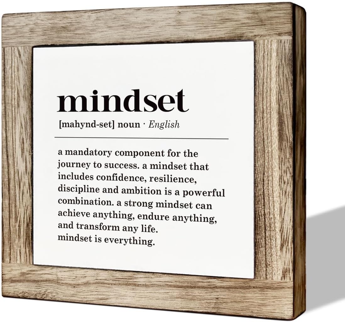 Amazon.com: Home Office Decor, Mindset Definition Sign, Wooden Box ...