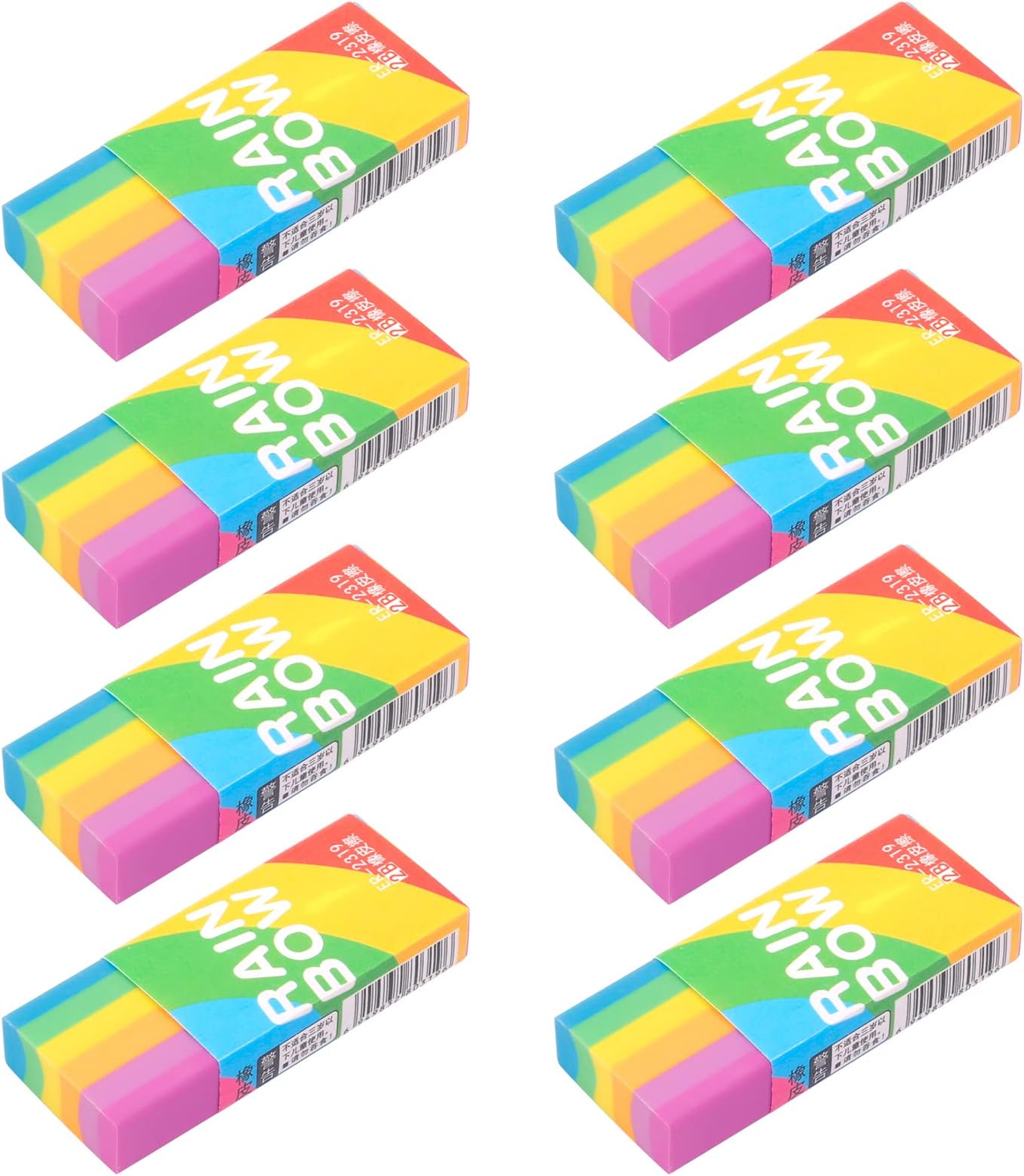 8 Pcs Rainbow Cube Erasers Rubber Eraser 2B Soft Cute Eraser Mini ...