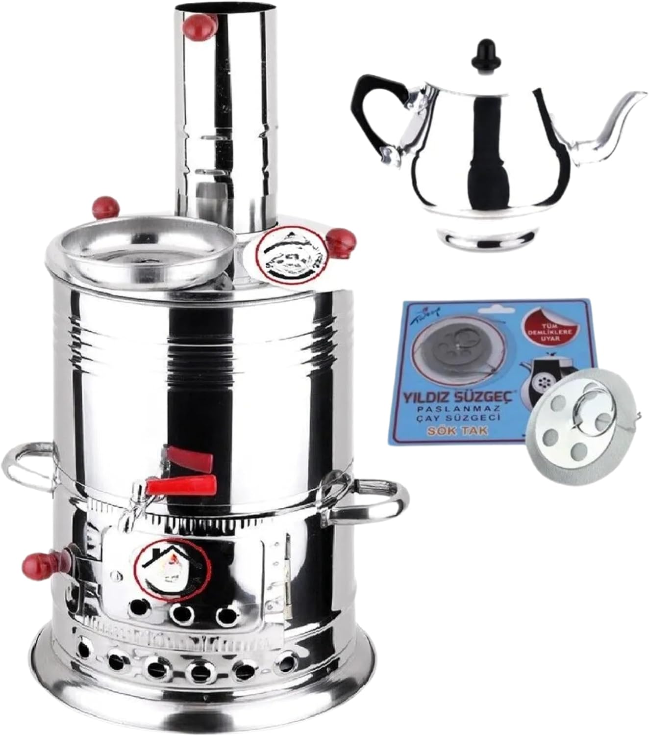 Amazon.com: Stainless Steel Wood-Fired Samovar – 4.2 Quart (4 Liters ...