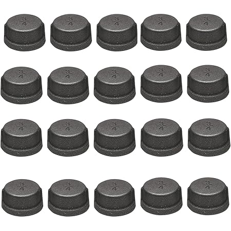 Black Malleable Iron Cast Pipe Fitting Cap, 10 Pack Black Pipe Caps for ...