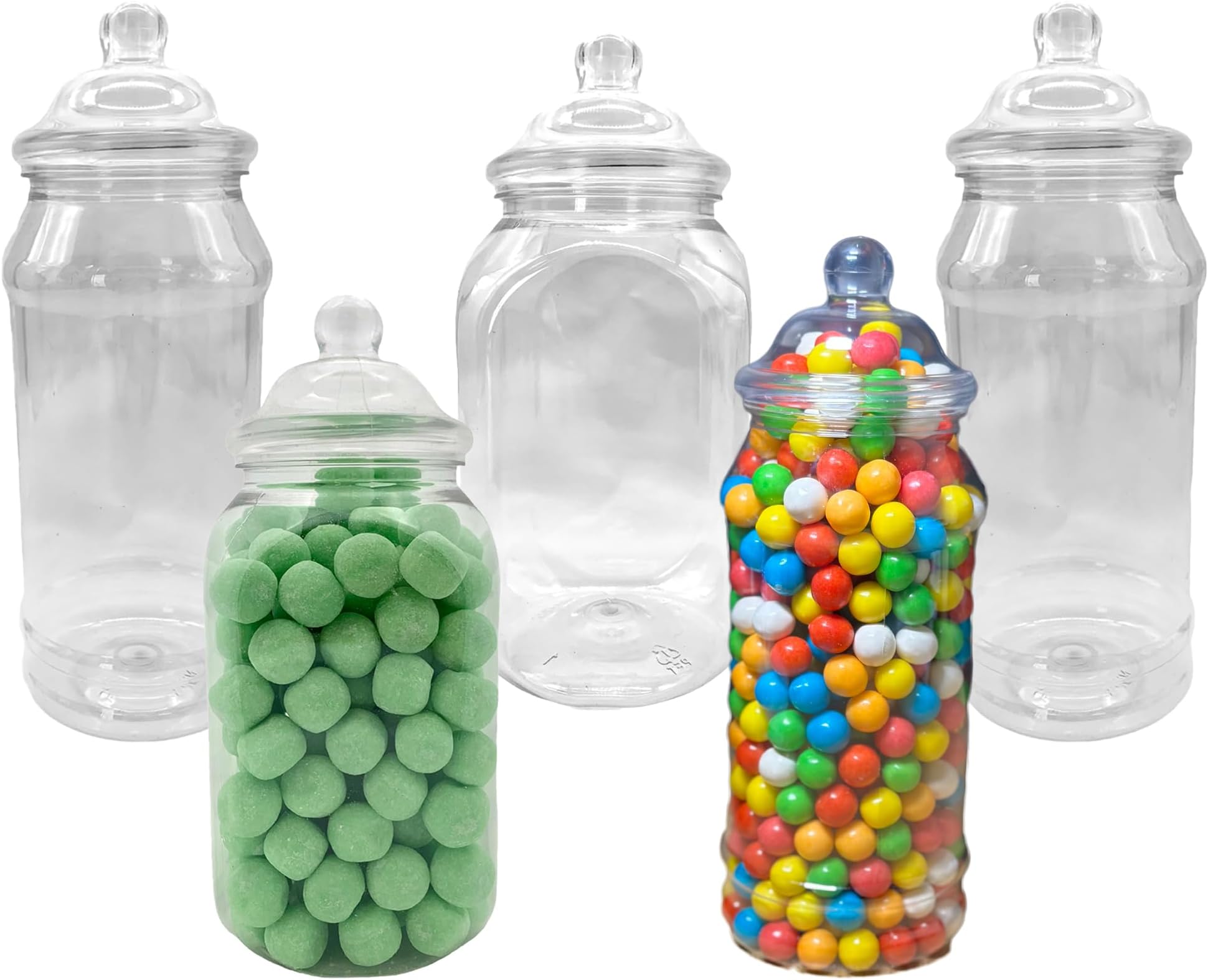 14 Plastic Sweet Jars, 7 Styles, 2 Tongs and 50 Bags. Ideal for Party ...