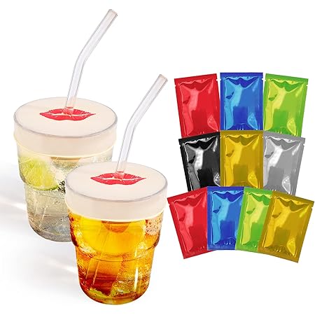 Amazon.com: Drink Covers for Alcohol, Reusable Cup Cover with Straw ...