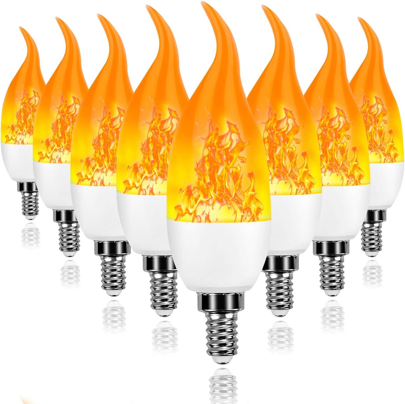 8 Pack E12 LED Flame Effect Light Bulbs - 2020 Upgrade 4 Modes with ...