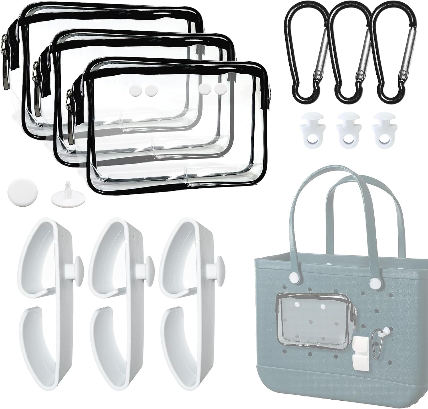 Amazon.com: 9 Packs Clear Bogg Beach Tote Bag Accessories - 3 Clear ...