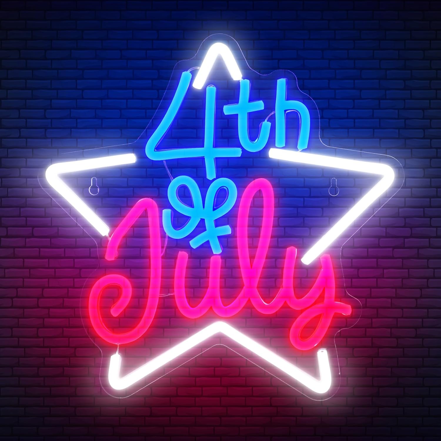 Baquler 4th of July Neon Light Sign for Wall Decor Red White Blue LED ...