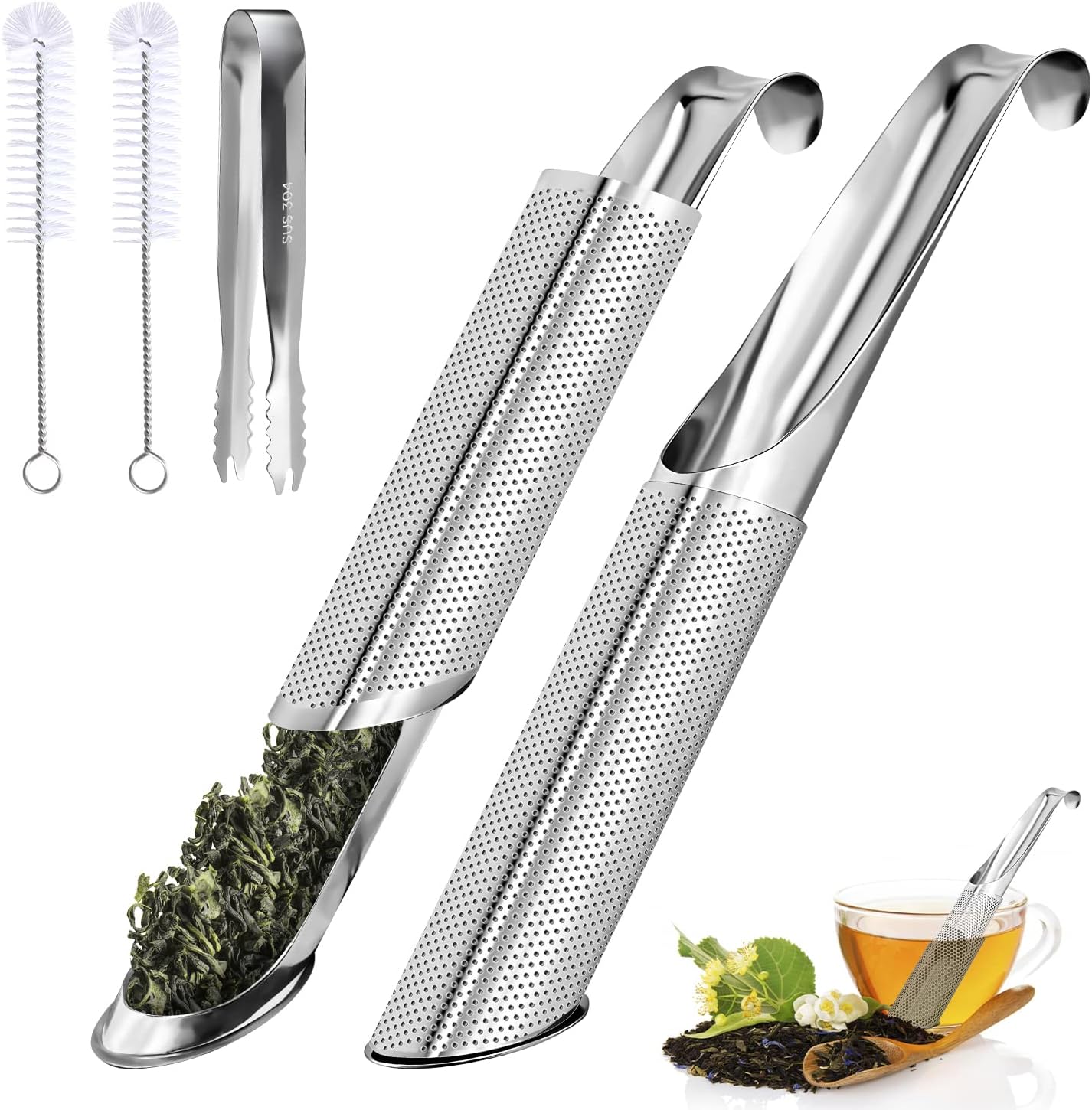 Amazon.com: Tea Infuser Set for Loose Leaf Tea, 2 Pcs 304 Food Grade ...