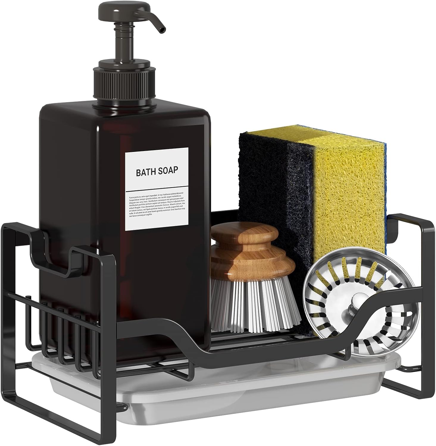 Amazon.com - Dish Sponge Holder for Kitchen Sink, Black Dish Organizer ...