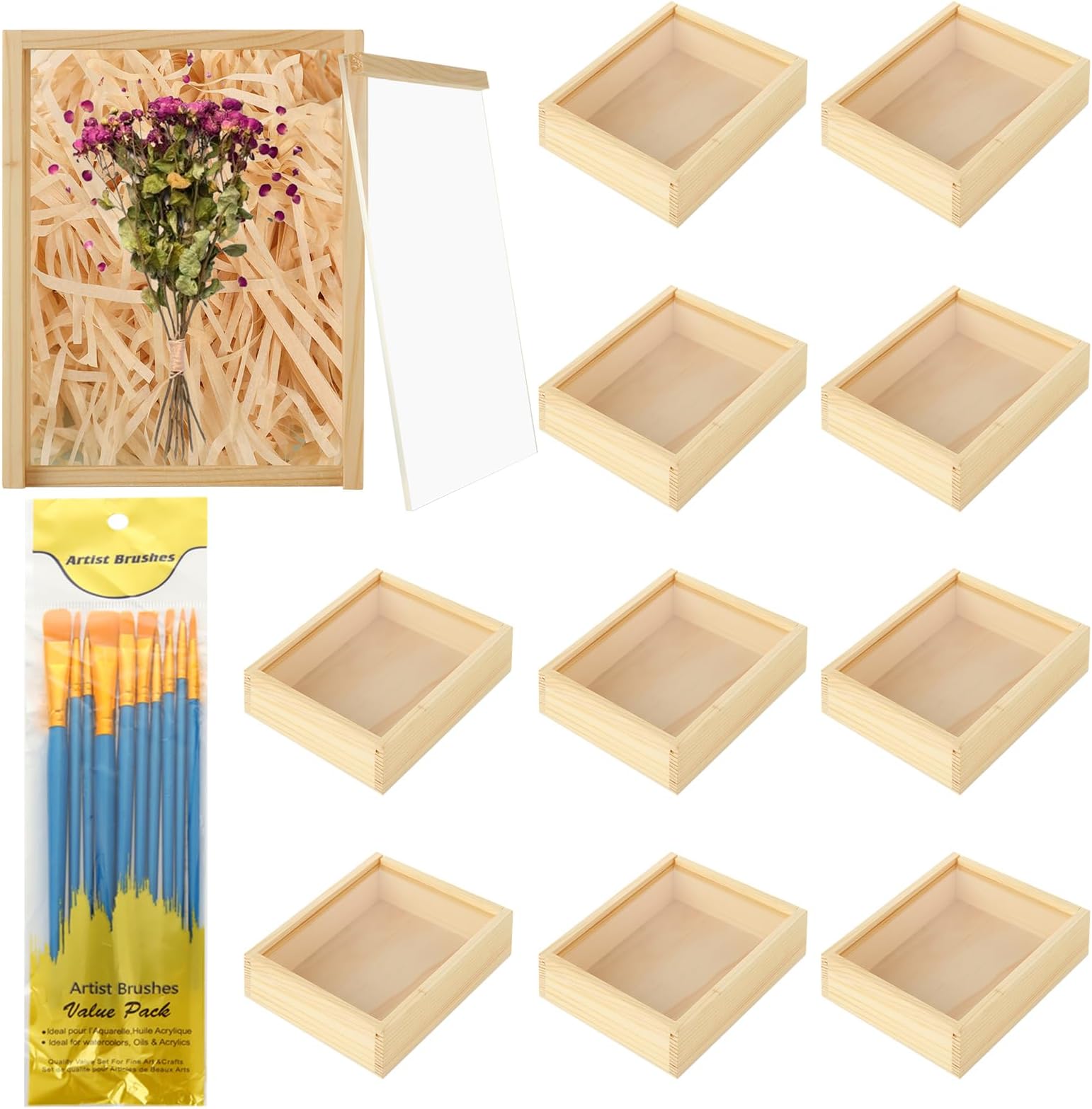 Amazon.com: 12 Pack 4.7 Inch Square Wood Box Unfinished Small Wooden ...