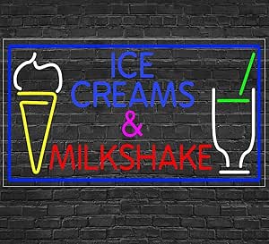 Amazon.com : LED Flex Ice Creams & Milkshake Neon Sign for Window/Wall ...