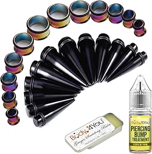 Amazon.com: BodyJ4You 26PC Big Gauges Piercing Kit | Ear Balm Aftercare ...