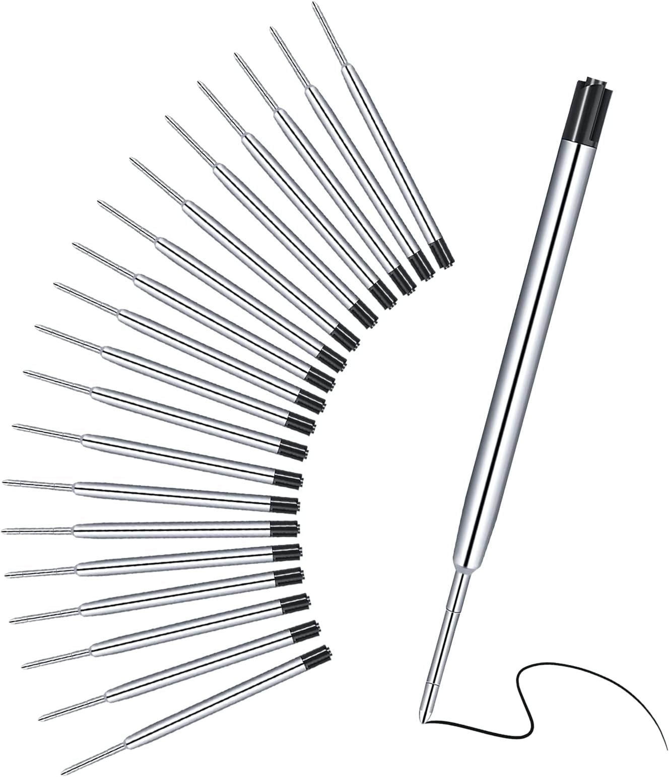 20 Pcs Ballpoint Pen Refills,Replaceable Metal Ballpoint Pen Refills ...