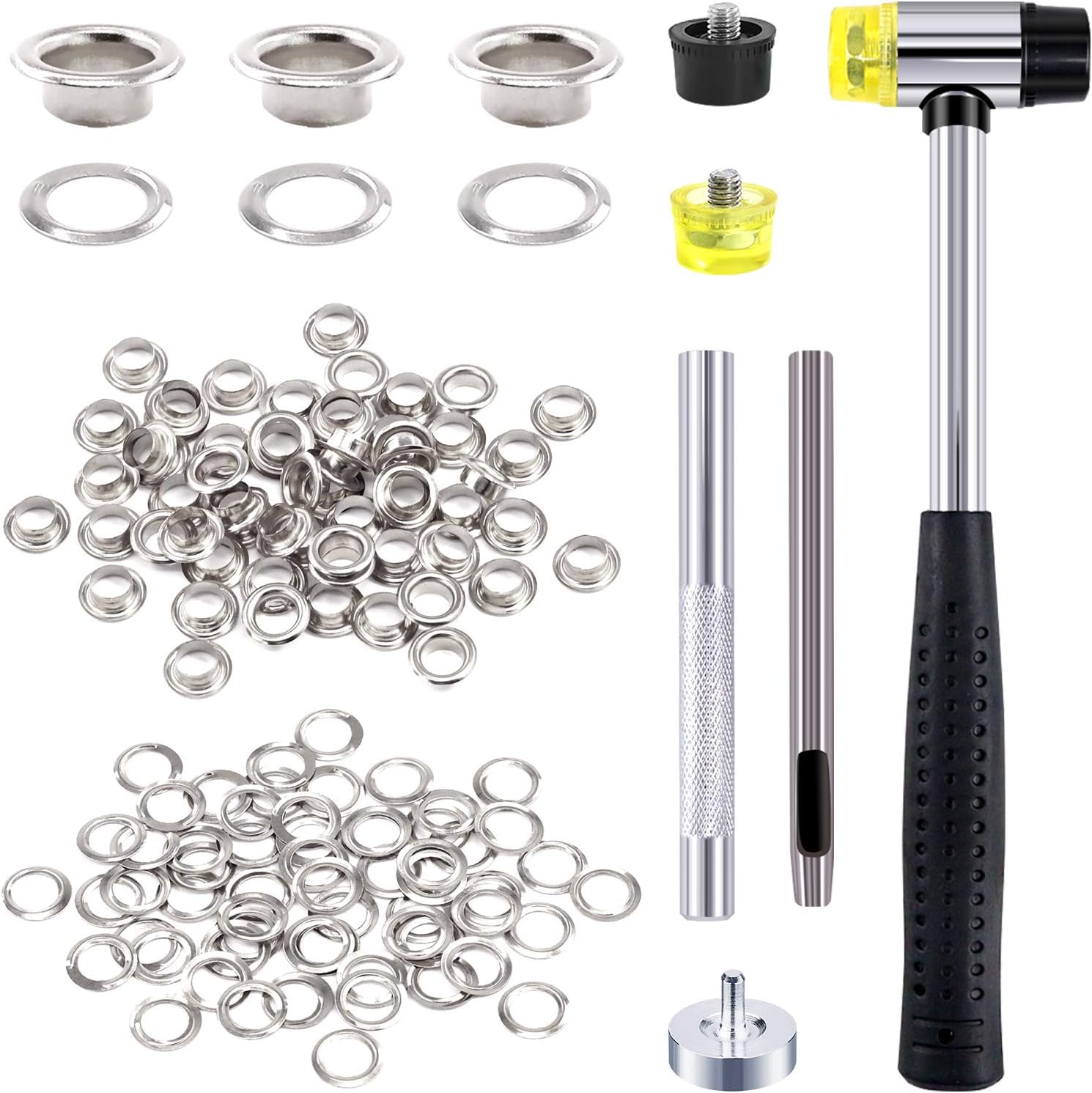 Amazon.com: Rustark 200 Sets 1/4 Inch Silver Grommet Assortment Kit ...