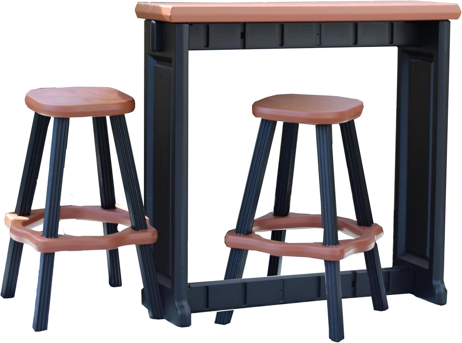 Amazon.com: Leisure Accents Single Bar Set Includes 2 Barstools Redwood ...