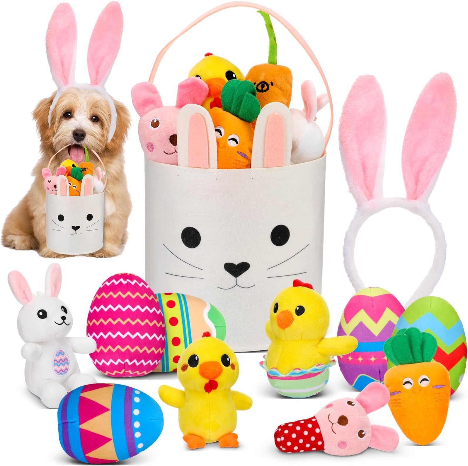 Pet Supplies : Glimin 12 Pcs Easter Basket Playset, Easter Dog Toys ...
