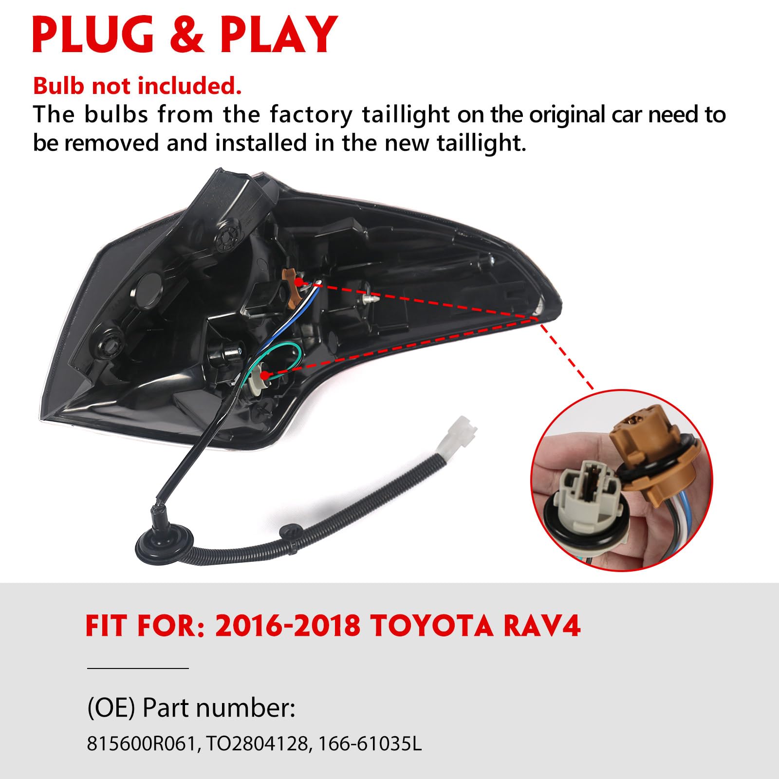 Snapklik.com : Left Outer Tail Light For Toyota RAV4 2016-2018 Driver ...