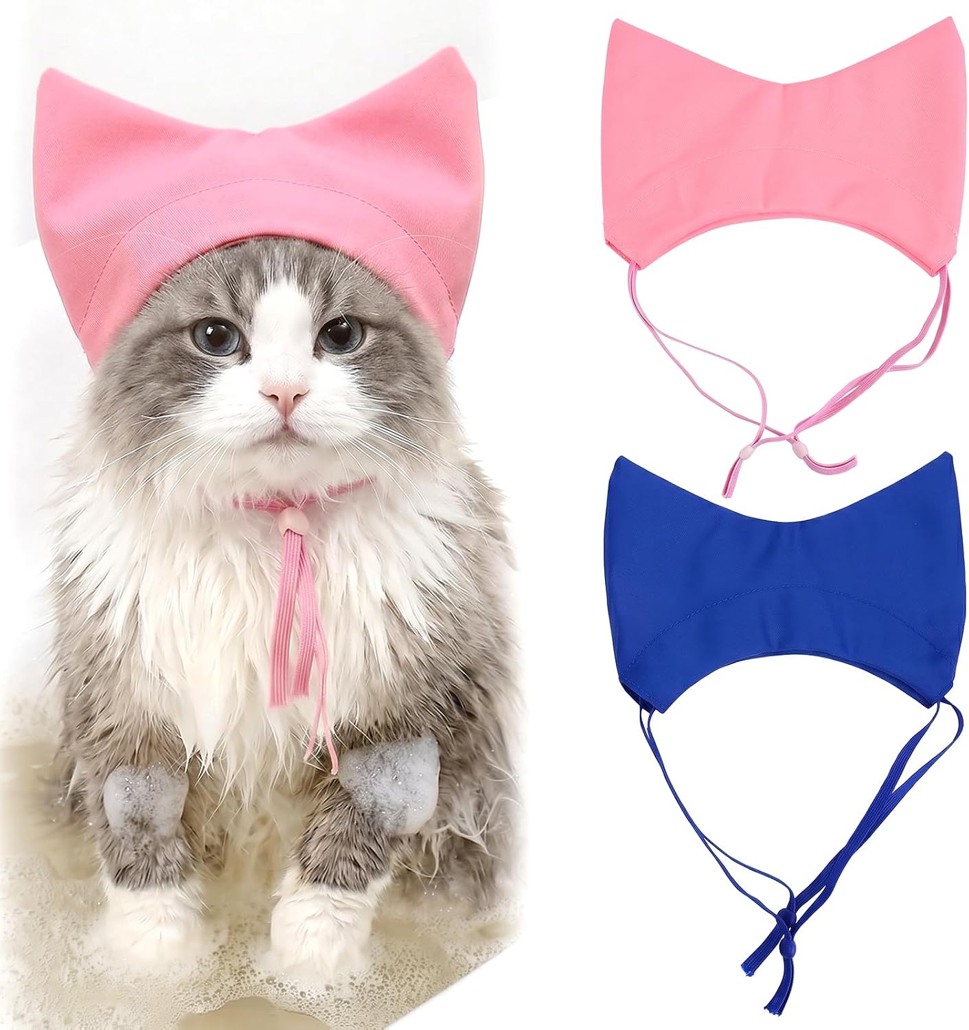 Amazon.com : Cat Shower Caps, Waterproof Bath Hat, Pink/Blue, 2Pcs ...