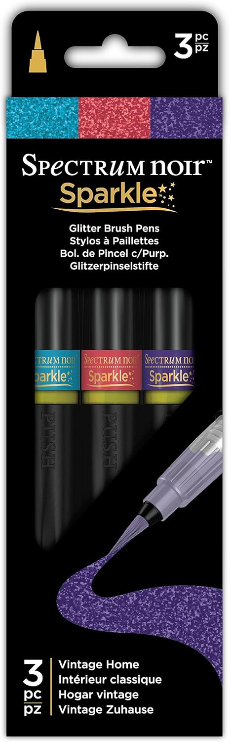 Amazon.com: Spectrum Noir Sparkle Glitter Brush Pen Vintage Home, 3 ...