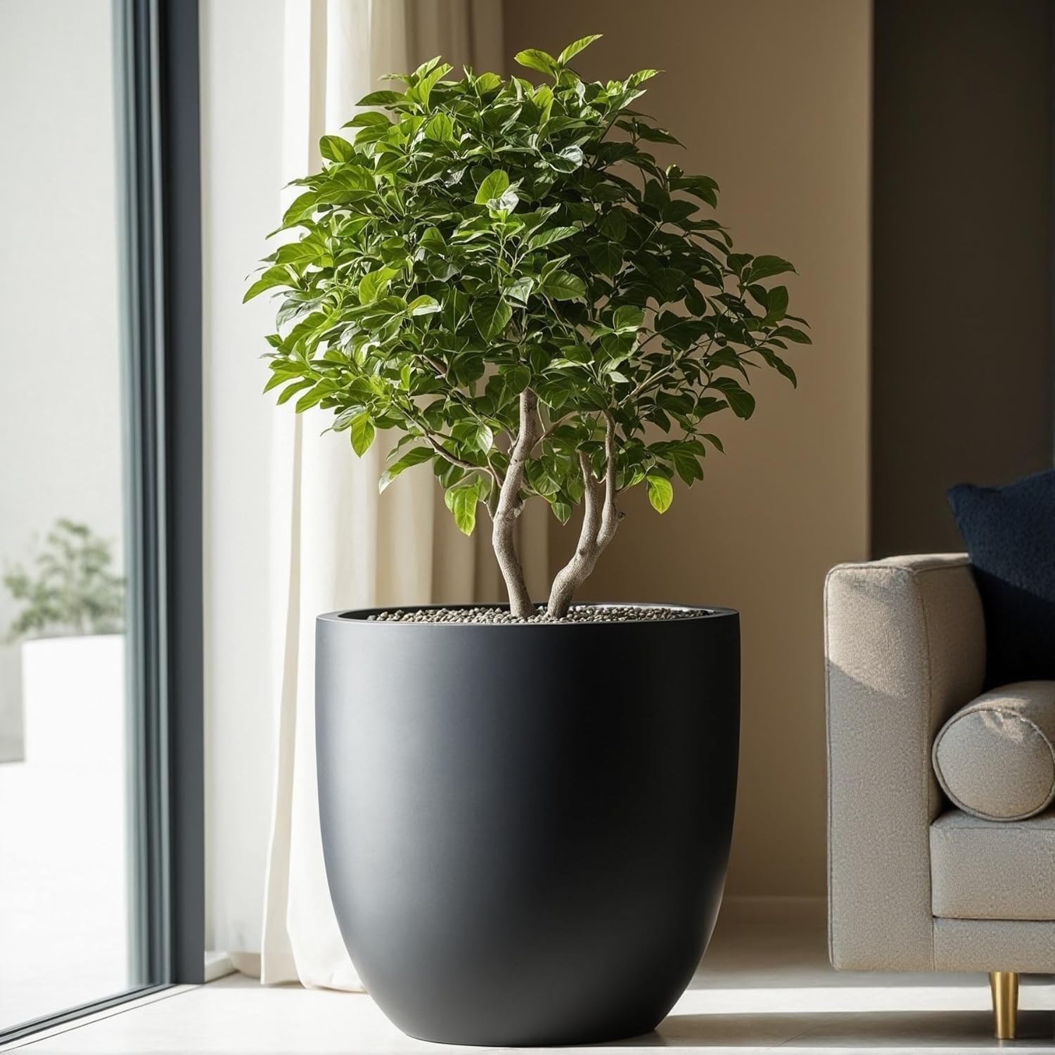 Amazon.com : DREAMANIA 12" 17" H 2PCS Natural Concrete Large Planter ...