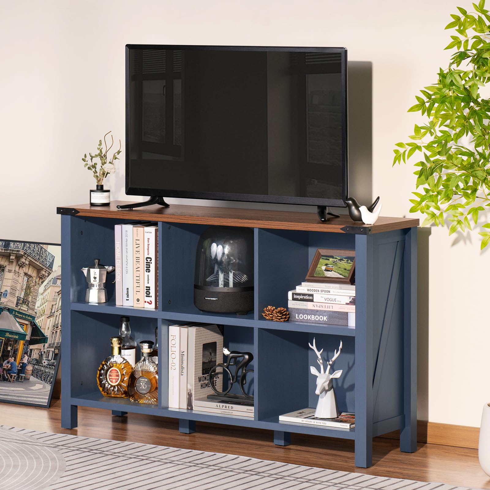 Snapklik.com : Joaxswe 6 Cube Bookcase, Farmhouse Wood Low Storage ...