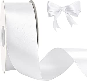 Amazon.com: White Ribbon 1-1/2 inch, 50 Yards Fabric Satin Ribbon ...