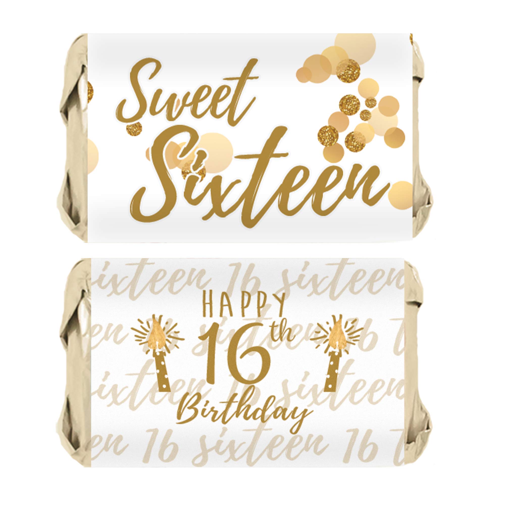 Buy White and Gold Sweet Sixteen Mini Chocolate Candy Bar Wrappers ...