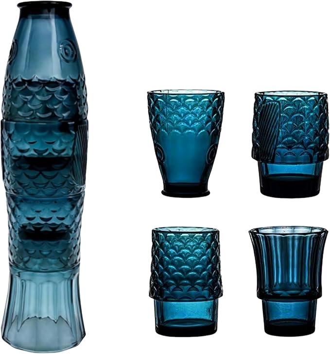 Amazon.com | Lipitaley Koi Fish Design Drinking Glasses, Stackable ...