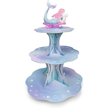 Amazon.com | KALEFO Mermaid Cake Stand 3 Tier Mermaid Party Supplies ...