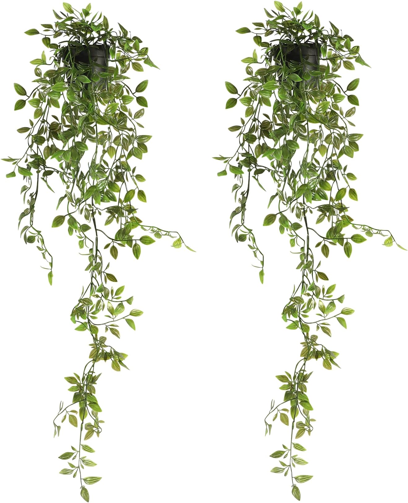 Famibay Set of 2 Artificial Potted Plant Hanging Vines Green Trailing ...