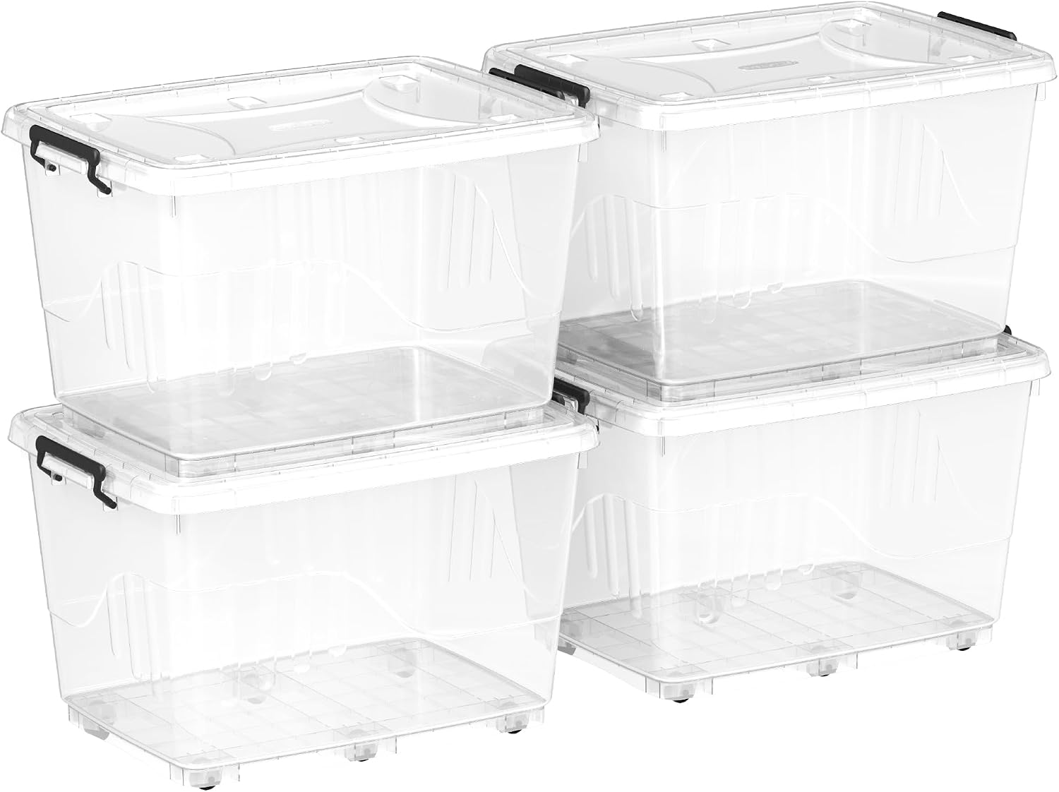 Cosmoplast 132L Clear Plastic Storage Box with Wheels & Lockable Lid ...