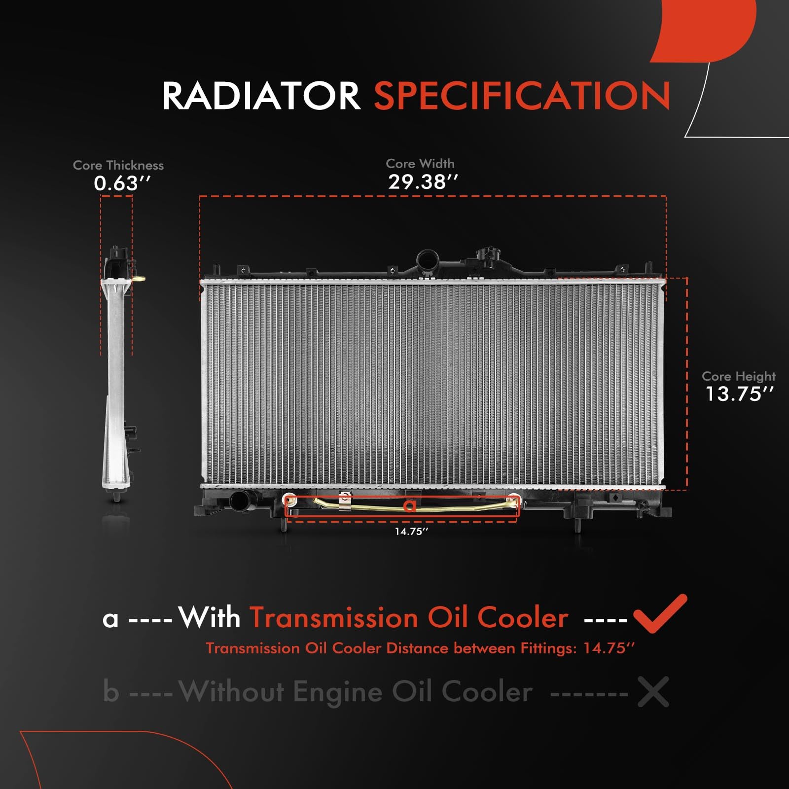 A-Premium Engine Coolant Radiator Assembly with Transmission Oil Cooler ...