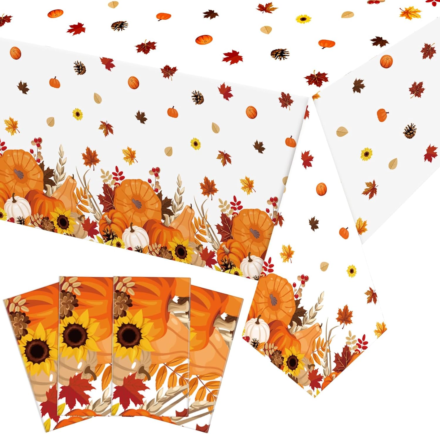 Amazon.com: Peryiter 4 Pcs Fall Pumpkin Tablecloth Thanksgiving ...