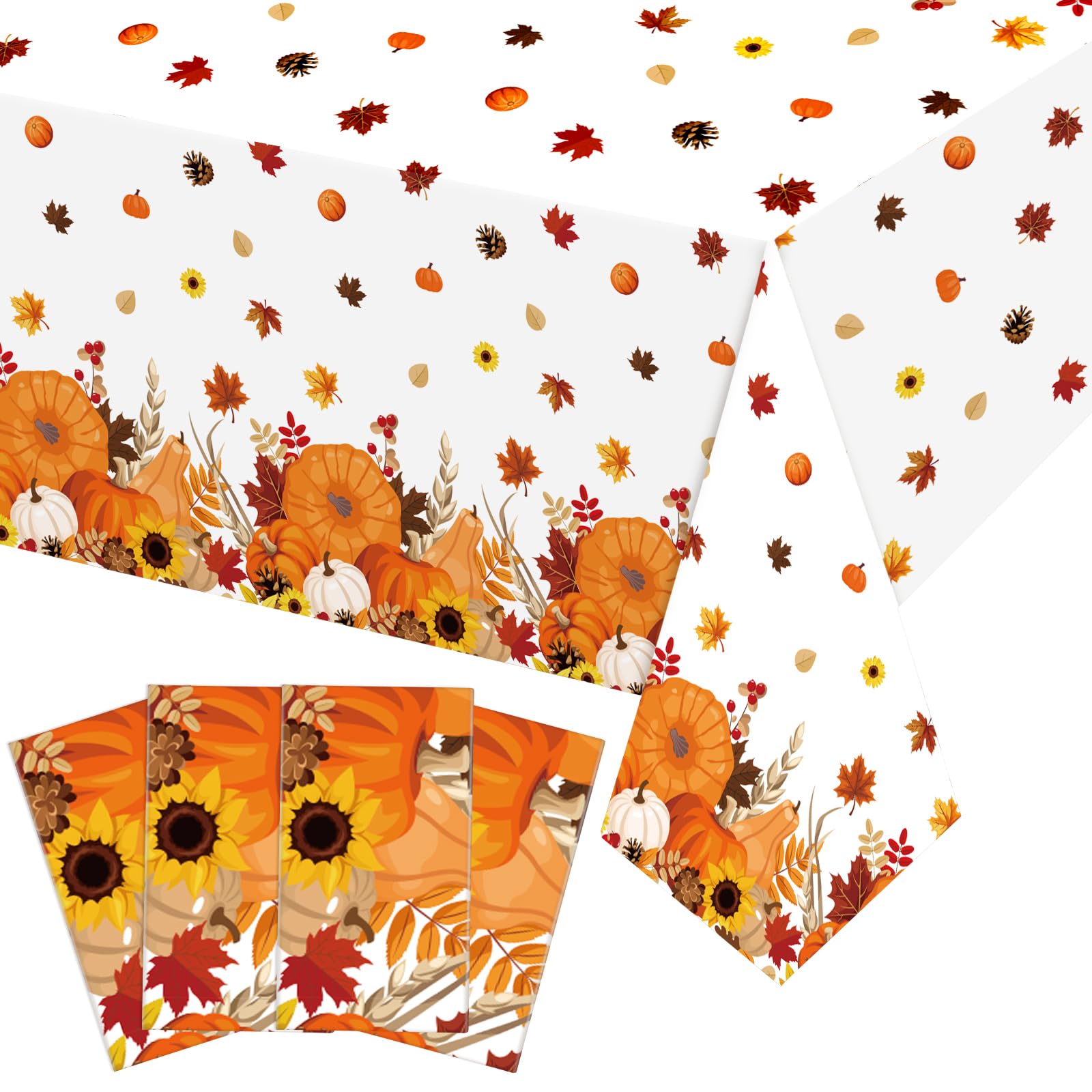 Amazon.com: Peryiter 4 Pcs Fall Pumpkin Tablecloth Thanksgiving ...
