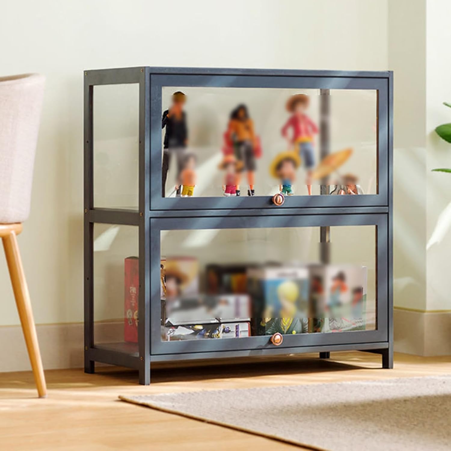 Curio Display Cabinet, Bamboo Storage Cabinet, With Acrylic Glass Door ...