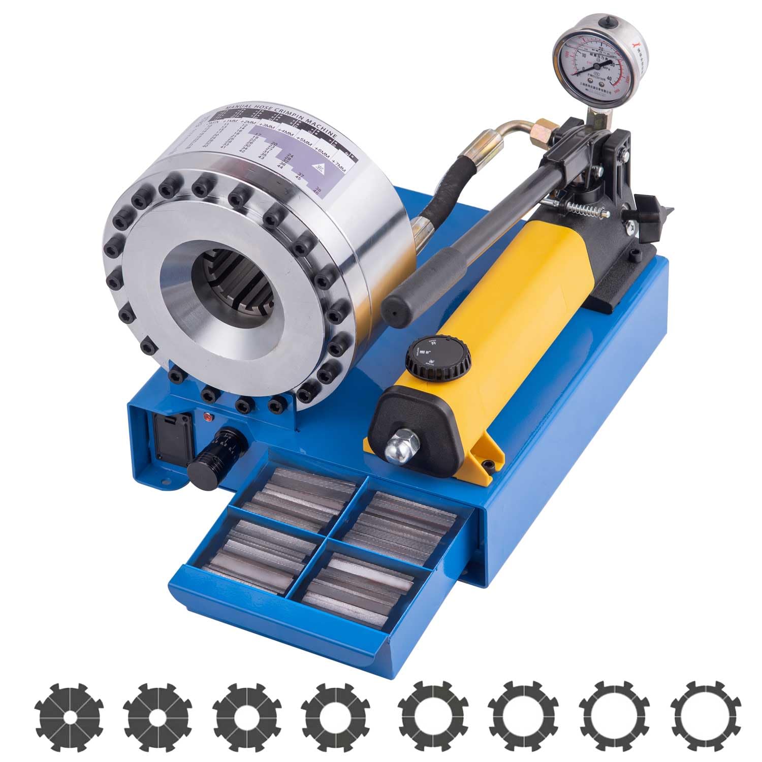 Hose Crimper with 8 Drill Sets,Hydraulic Manual Crimping Machine,Single ...