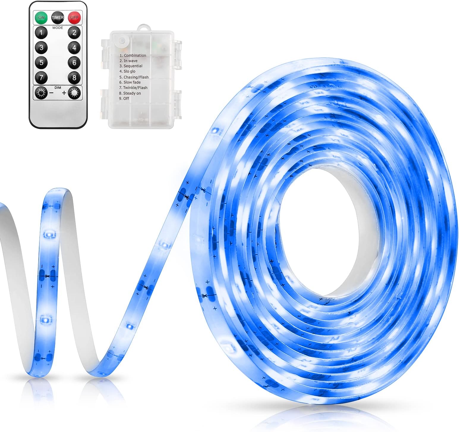 Criacr LED Strip Light, 90 LED Battery Powered LED Strip Lights 3M with ...