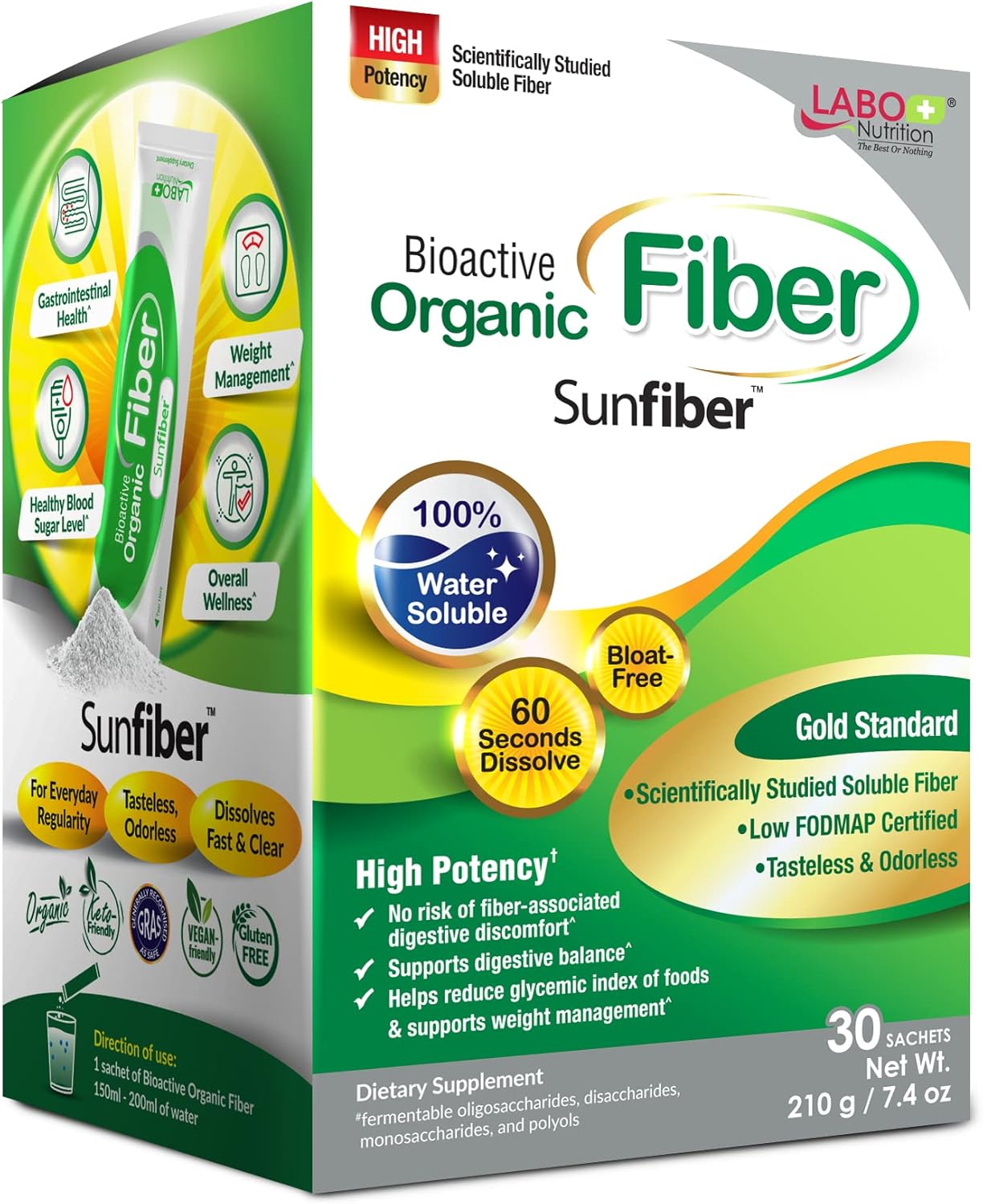 Amazon.com: LABO Nutrition Bioactive Organic Fiber, Sunfiber Soluble ...