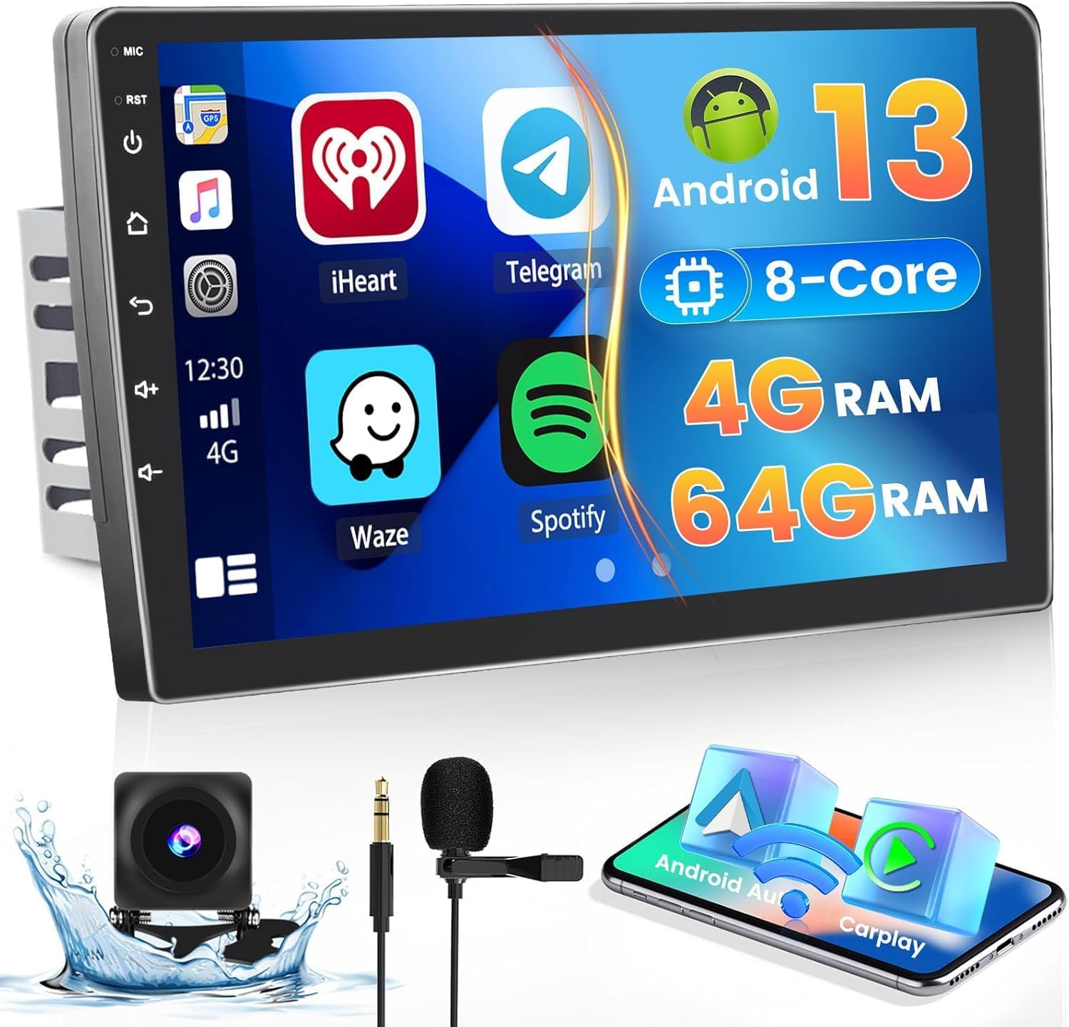 Amazon.com: 10inch 8Core 4+64GB QLED Full Touch Screen Android Car ...