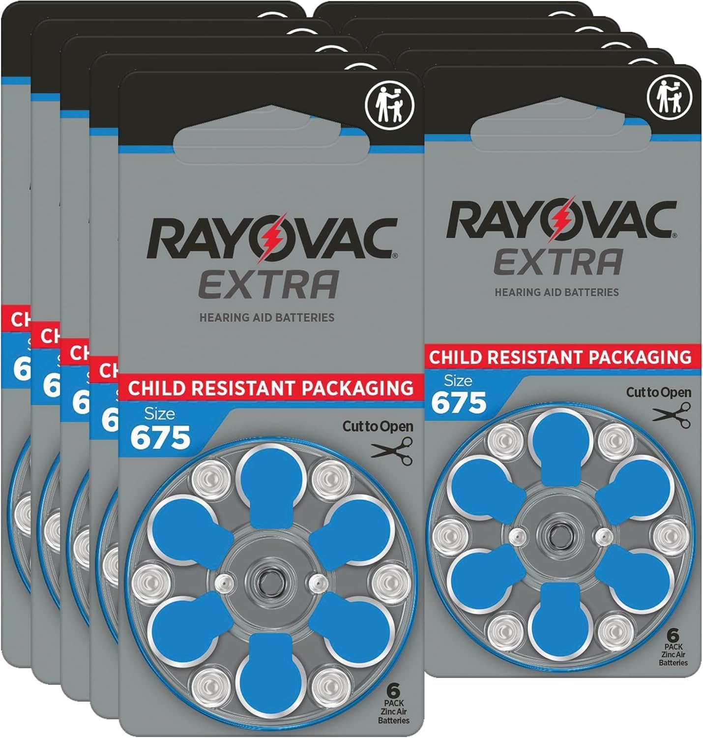 Rayovac Extra Advanced Hearing Aid Batteries, Size 675, Blue Tab, PR44 ...