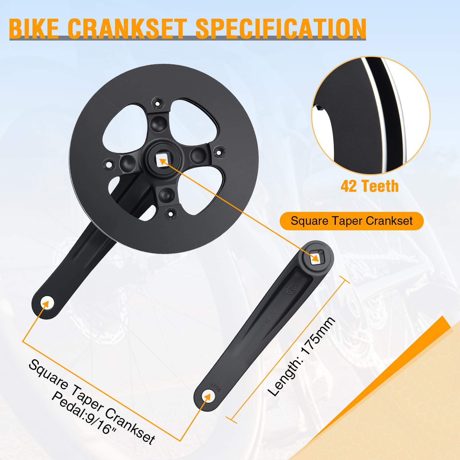 Snapklik.com : Bike Crankset 42 Teeth For 7-10 Speed Gears Lightweight ...