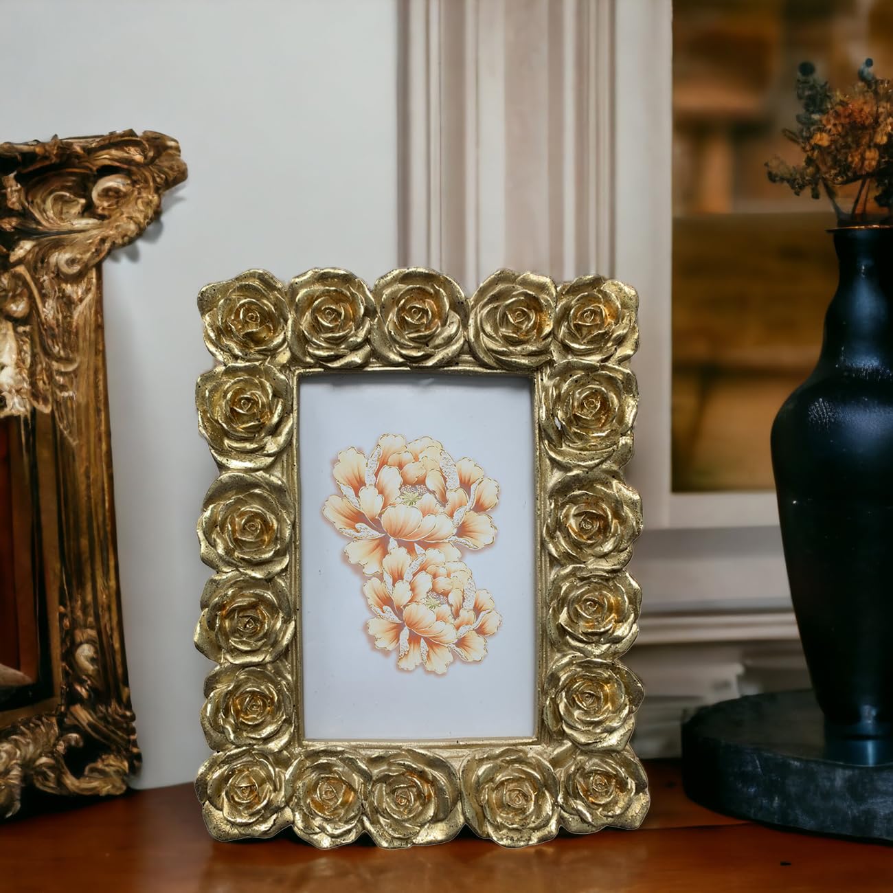 Art Street Table Photo Frame Rectangle Shape Golden Photoframe Tabletop ...