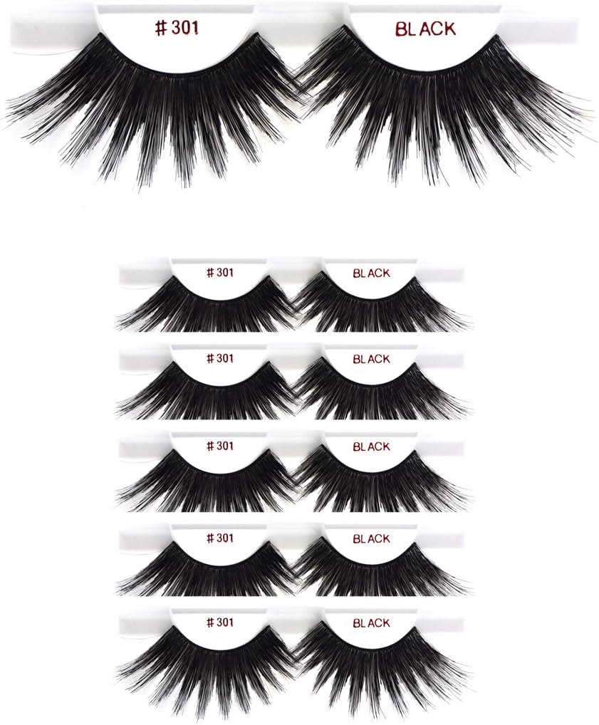 Amazon.com: 6packs Eyelashes - #301 Christina 100% Human Hair Fake ...