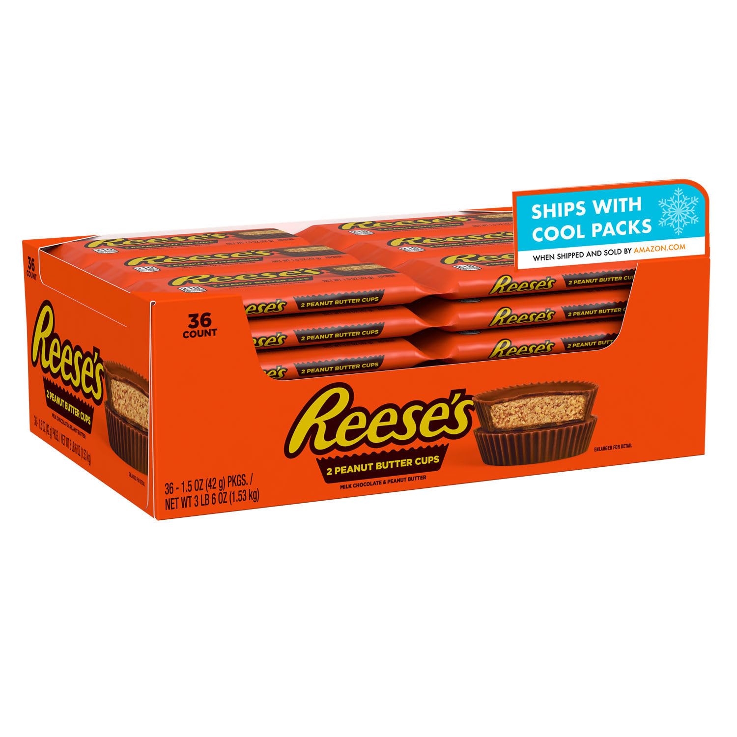 Amazon.com: REESE'S Milk Chocolate Peanut Butter Cups, Candy Packs, 1.5 ...